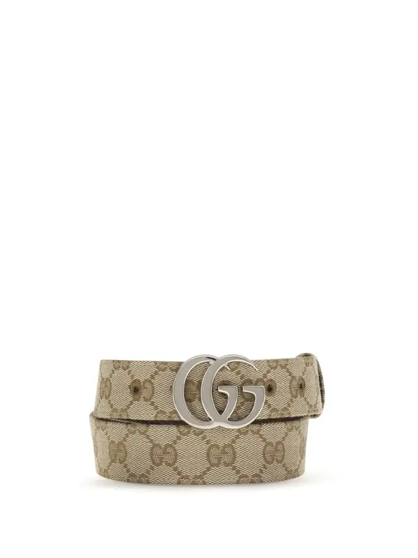 Gucci Gg Marmont Leather Belt With Tortoiseshell Plexiglas Buckle - Cream