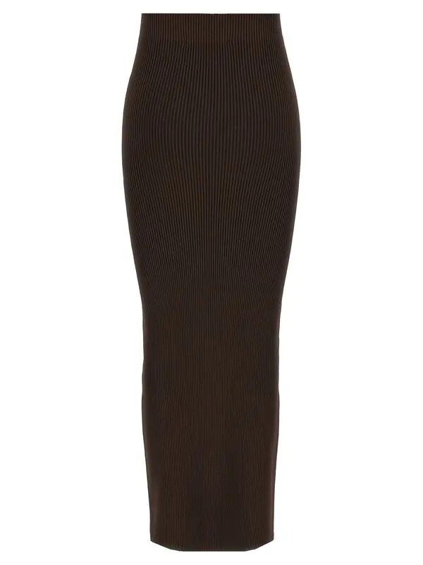 Max Mara Long Ribbed Stretch Skirt