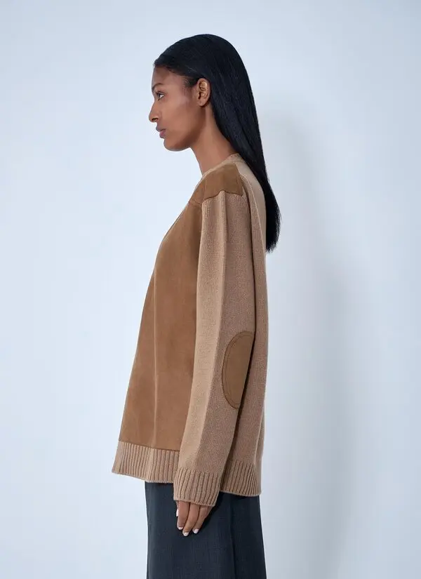 Prada V-neck Wool And Cashmere Blend Sweater - Brown
