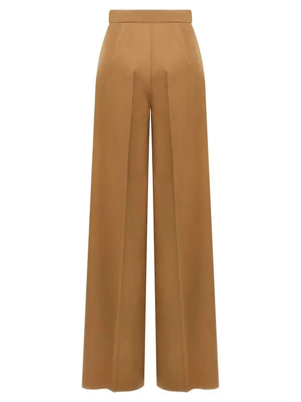 Max Mara Ninfa Wool Gabardine Wide-leg Trousers - Brown