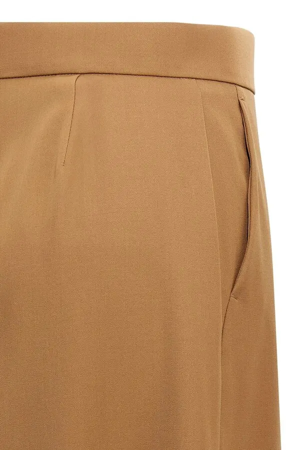 Max Mara Ninfa Wool Gabardine Wide-leg Trousers - Brown