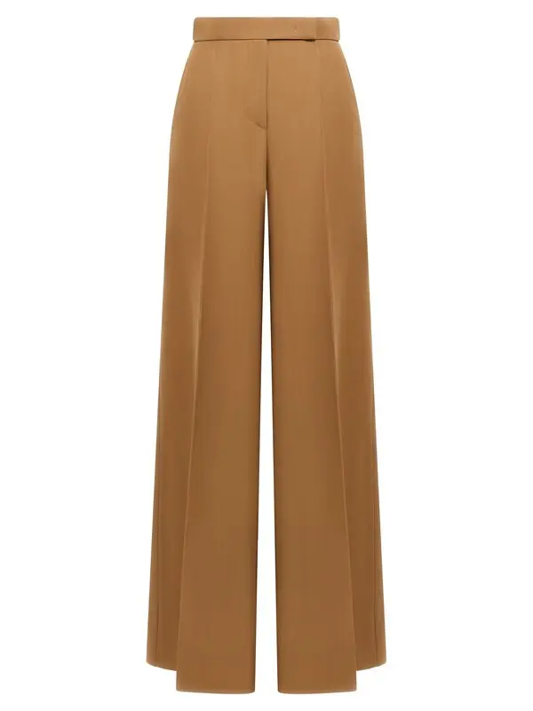 Max Mara Ninfa Wool Gabardine Wide-leg Trousers - Brown
