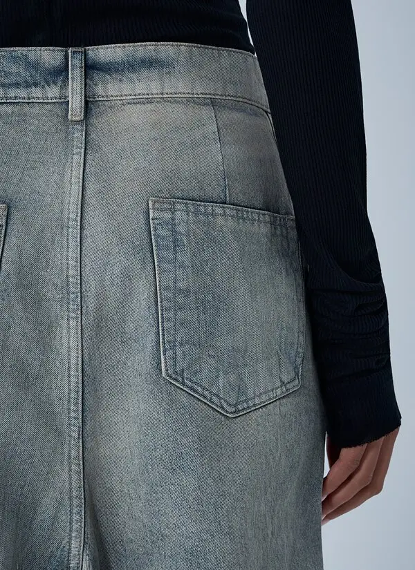 Rick Owens Slivered Denim Skirt
