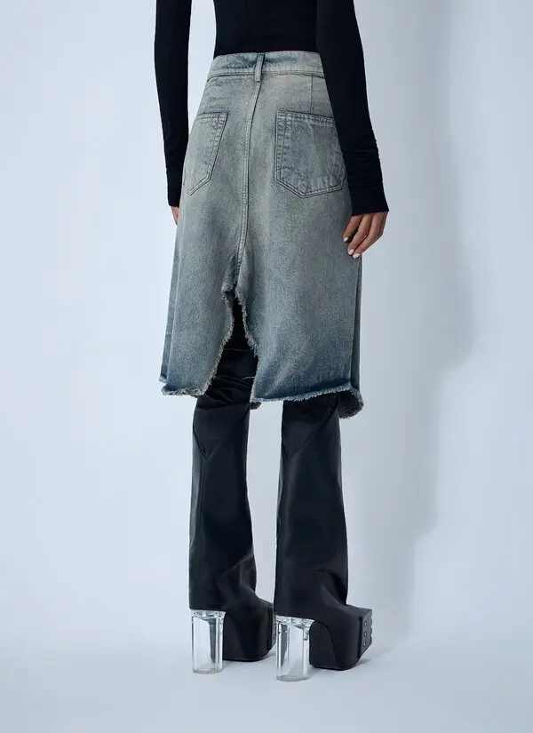 Rick Owens Slivered Denim Skirt