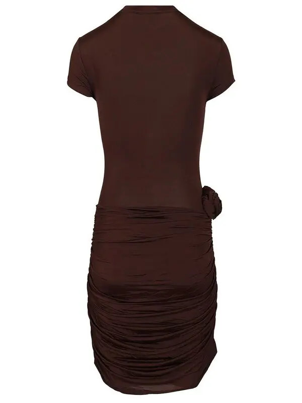 ROTATE BY BIRGER CHRISTENSEN Draped Mini Dress With Rosette Detail