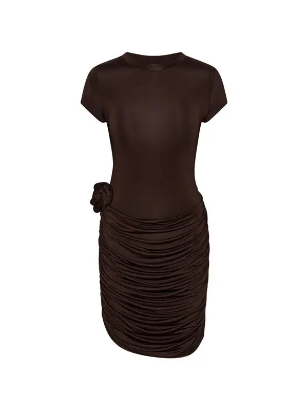 ROTATE BY BIRGER CHRISTENSEN Draped Mini Dress With Rosette Detail