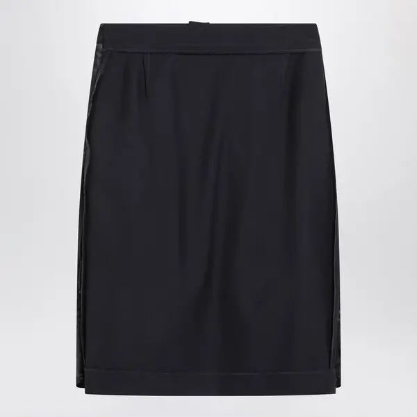 MAISON MARGIELA Wool Blend Pencil Skirt With Satin Side Panels - Blue