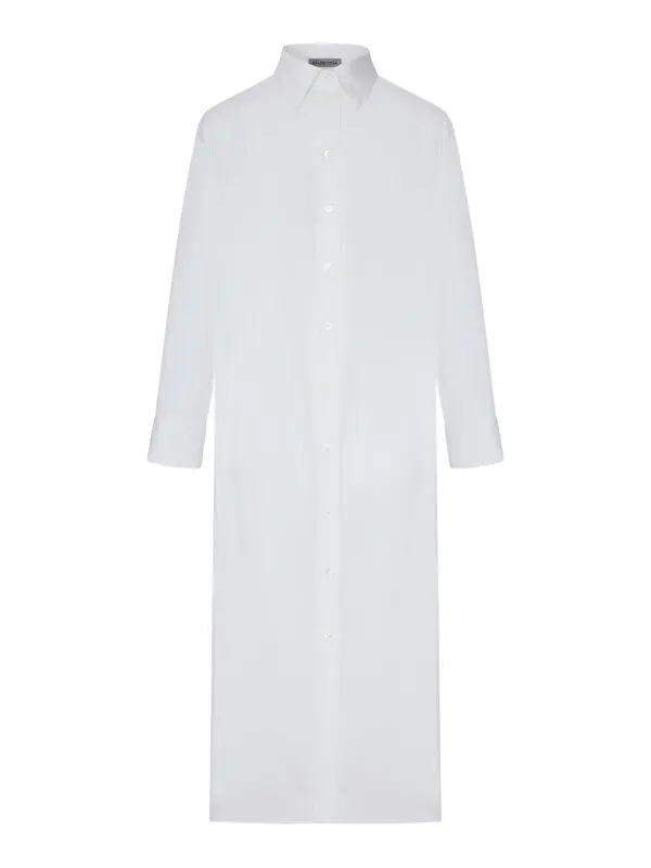 Balenciaga Long Chemisier Dress With Draped Back - White