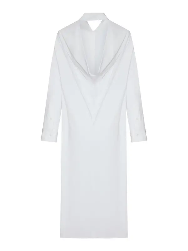 Balenciaga Long Chemisier Dress With Draped Back - White