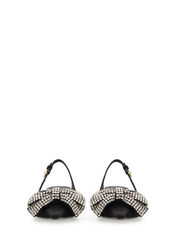 Dolce & Gabbana Satin Sling-back With Rhinestone Embellishment - Black