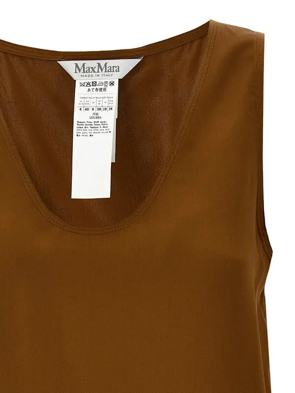 Max Mara Filly Sleeveless Silk Top - Brown