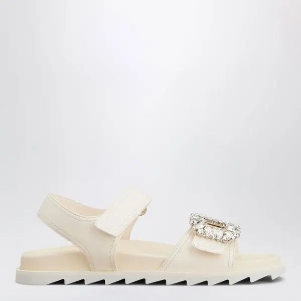 ROGER VIVIER Embellished Leather Sandals - White