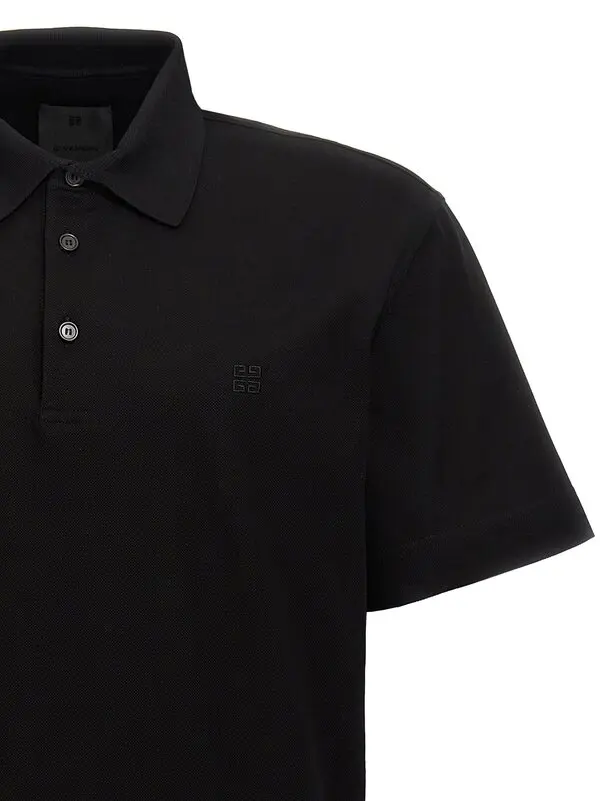 Givenchy Logo Embroidery Polo Shirt - Black