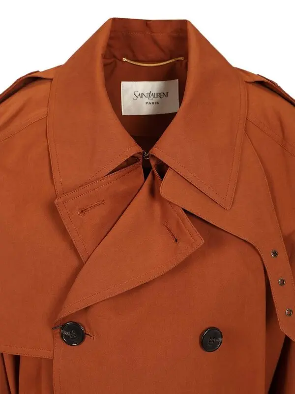 Saint Laurent Oversized Double-breasted Trench Coat - Brown