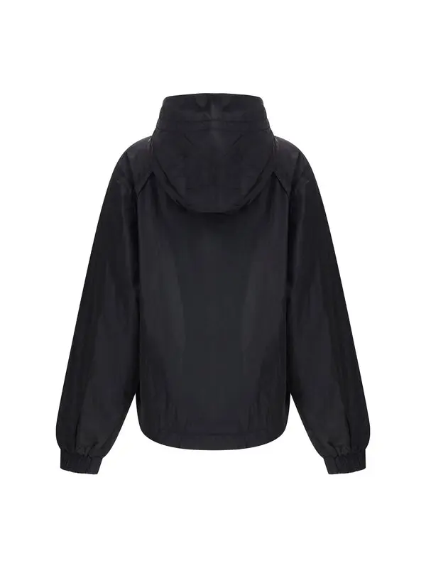GANNI Recycled Nylon Hooded Jacket With Logo Detail - Black