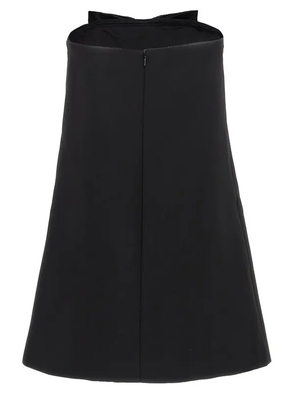 SELF-PORTRAIT Crepe Bandeau Mini Dress With Beaded Bow Detail - Black