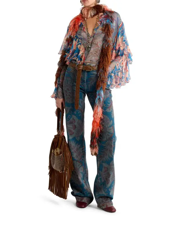 Etro Long-sleeved Silk Blouse With Ruffles - Multicolor