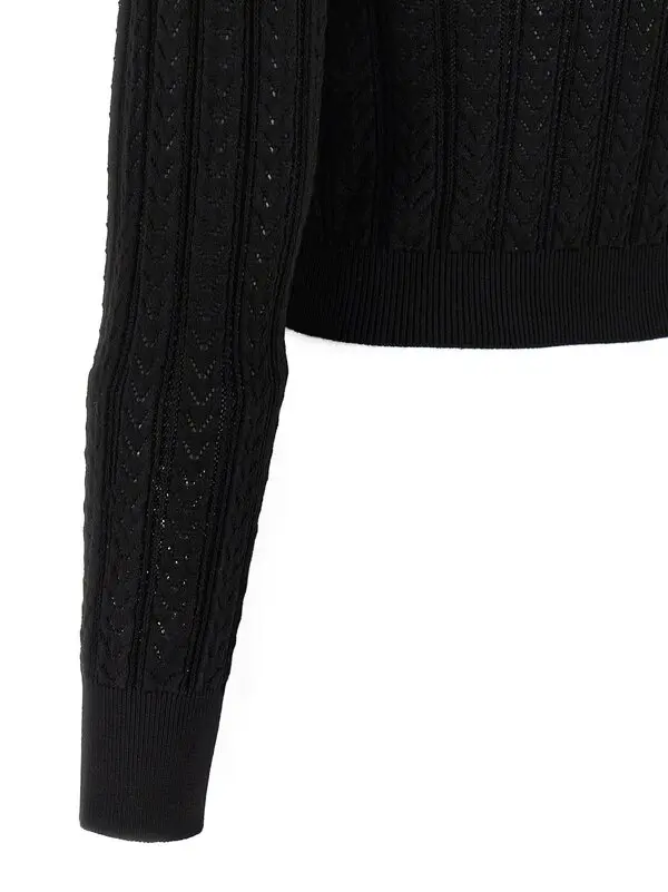 Alessandra Rich Knit Cardigan With Lapel Neck