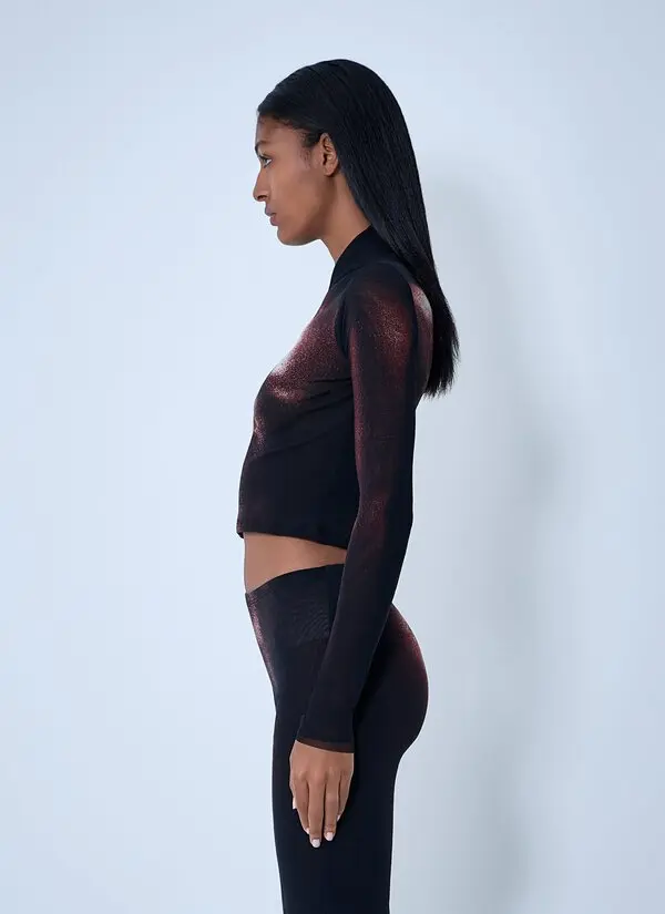 JEAN PAUL GAULTIER Wood Print Mesh Top - Black