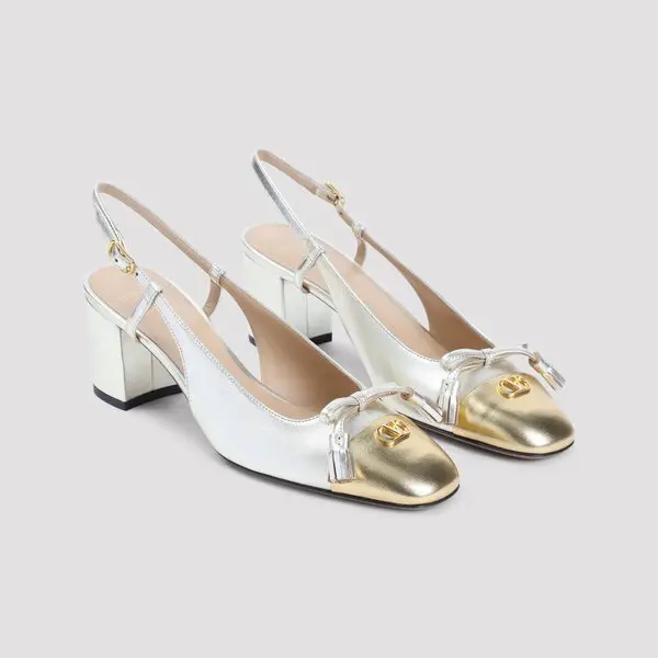Valentino Garavani Platinum Sheep Skin Slingback Pumps
