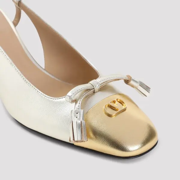 Valentino Garavani Platinum Sheep Skin Slingback Pumps