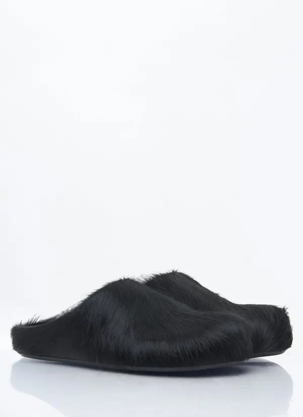 Marni Fussbett Sabot Mules In Calf Hair - Black