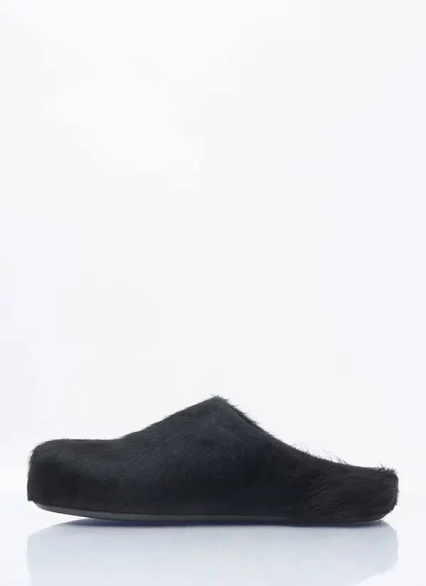 Marni Fussbett Sabot Mules In Calf Hair - Black