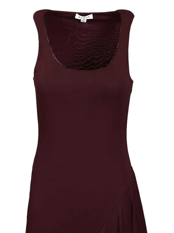 Alaïa Asymmetrical Flowing Jersey Dress With Ruffles