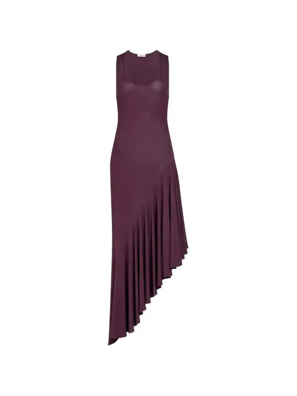Alaïa Asymmetrical Flowing Jersey Dress With Ruffles