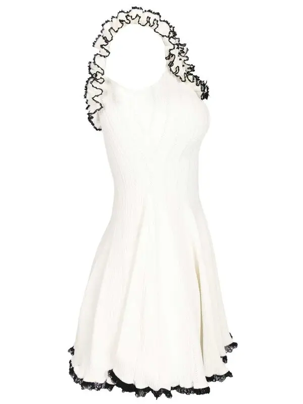 SELF-PORTRAIT Contrast Trim Knit Mini Dress