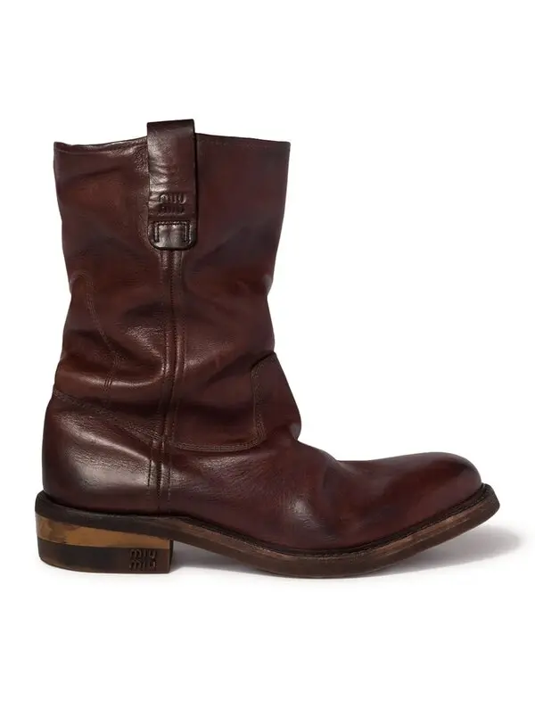 Miu Miu Calf Leather Ankle Boots - Multicolor