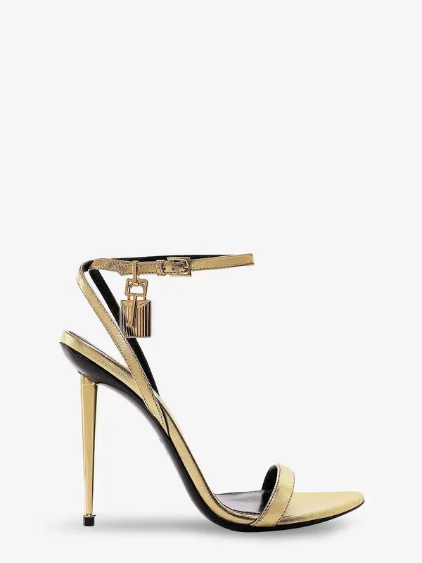 TOM FORD Laminated Leather Stiletto Sandals With Padlock Detail - Multicolor