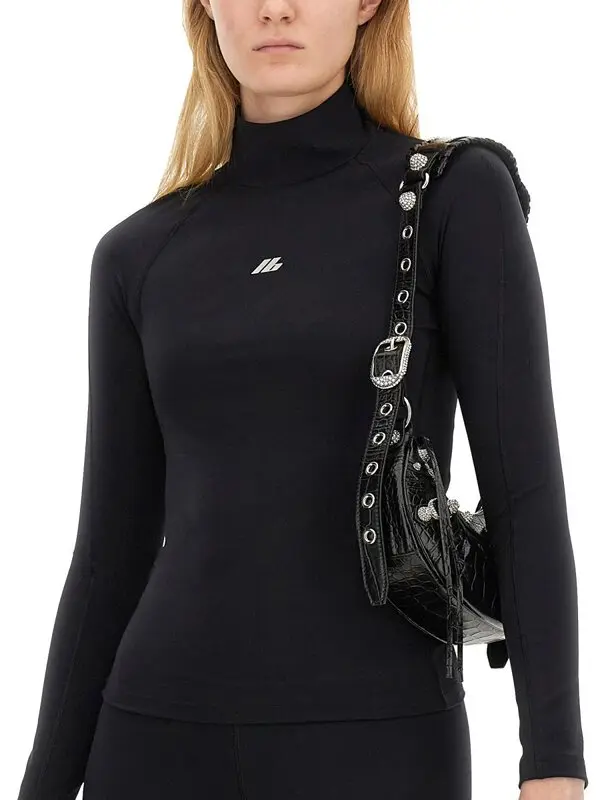 Balenciaga Long Sleeve Top With Logo - Black