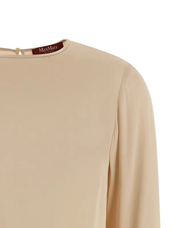 Max Mara Lodi Stretch Silk Satin Shirt - Cream