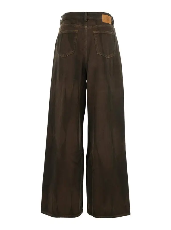 GANNI Brown Tie-dye Denim Wide-leg Jeans - Multicolor