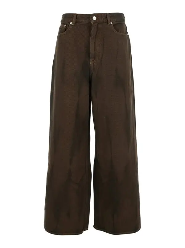 GANNI Brown Tie-dye Denim Wide-leg Jeans - Multicolor