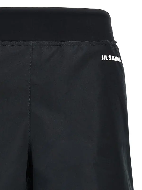 JIL SANDER Stretch Tech Fabric Shorts With Logo Detail - Black