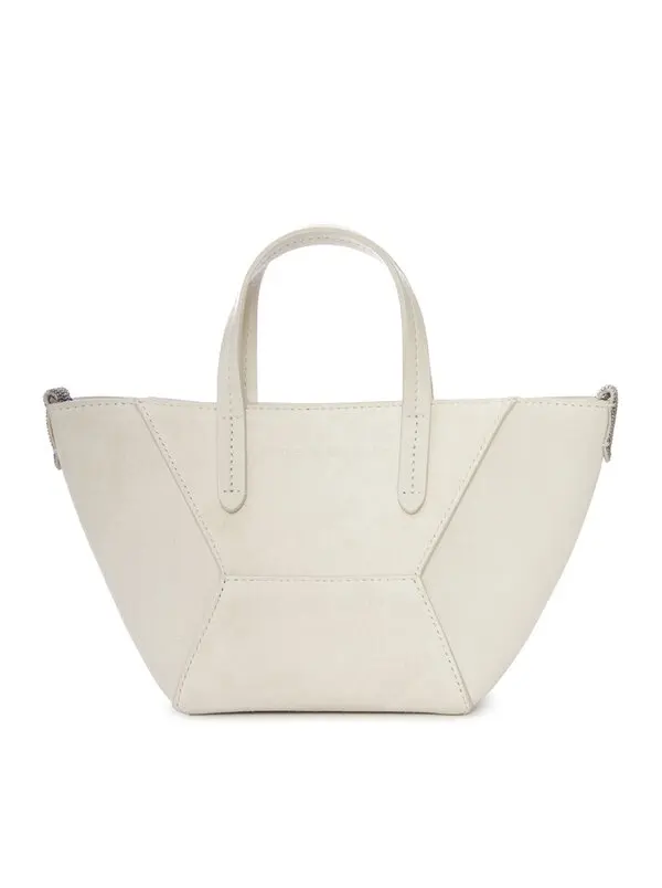 Brunello Cucinelli Suede Mini Bag With Shoulder Strap - Cream