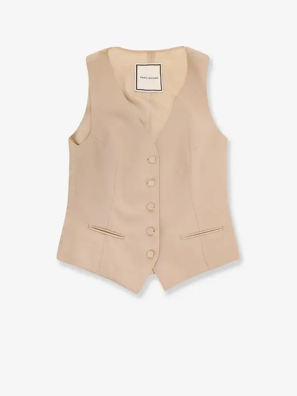 Tagliatore Beige Virgin Wool Vest