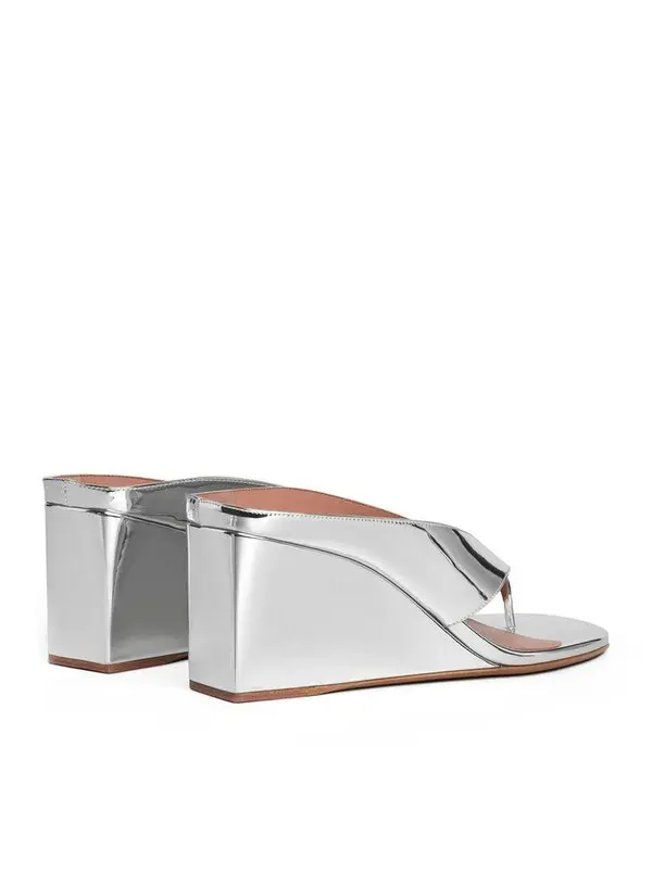 Alaïa Cube Flip-flop Wedge Mules In Metallic Leather
