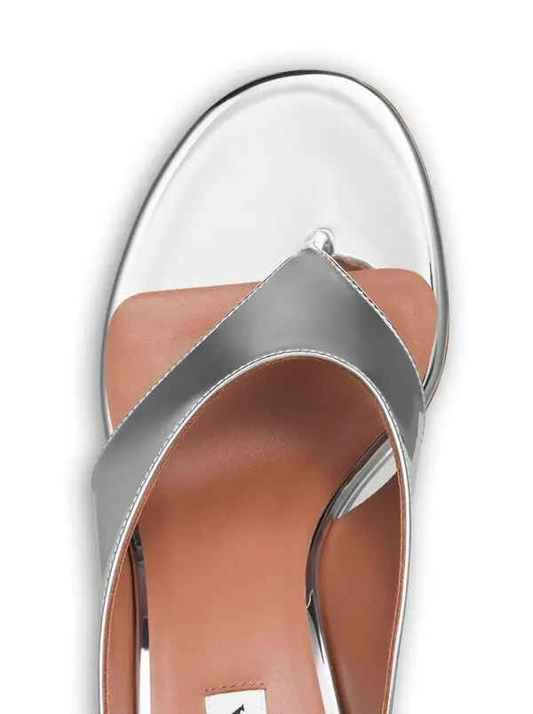 Alaïa Cube Flip-flop Wedge Mules In Metallic Leather