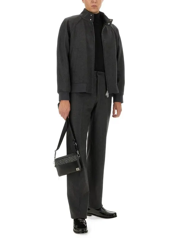 Fendi Cashmere Blend Tailored Trousers - Gray