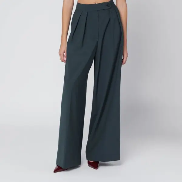 Dries Van Noten Wide Leg Pleated Trousers - Green
