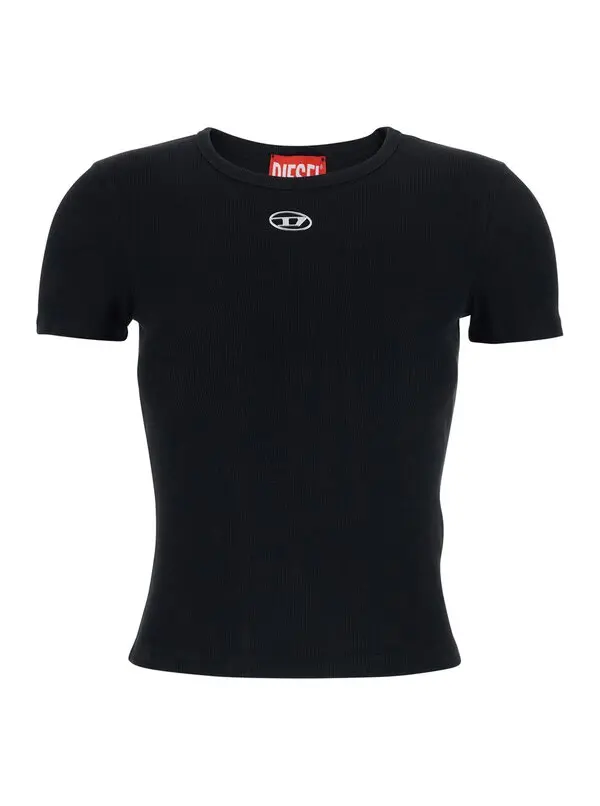 DIESEL® T-shirt With Applied Dlogo - Black