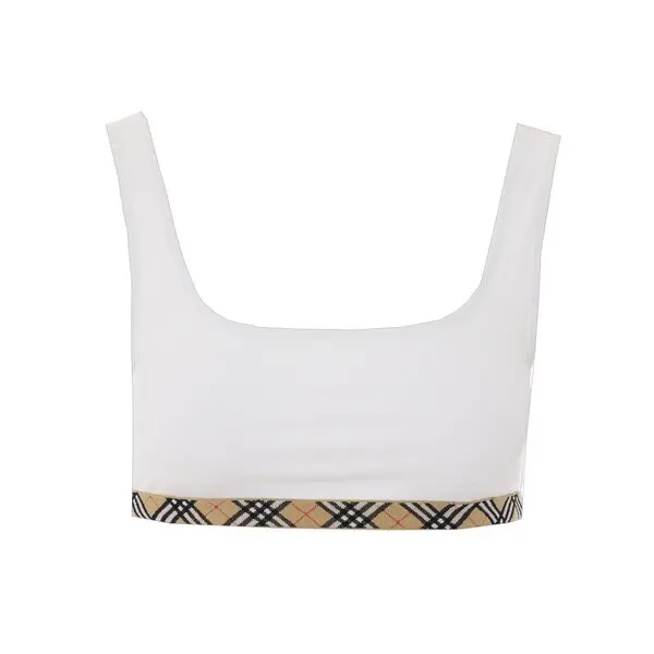 Burberry Bikini Swimwear With Check Trim - White