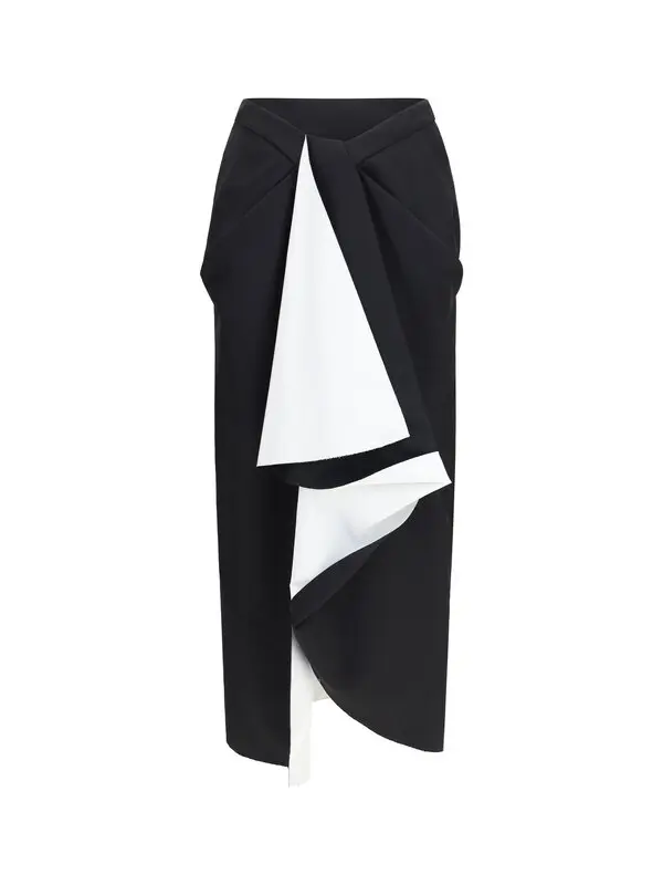Givenchy Draped Midi Skirt In Double-faced Wool And Mohair - Black