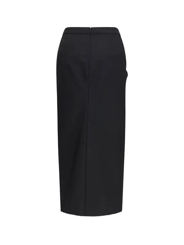 Givenchy Draped Midi Skirt In Double-faced Wool And Mohair