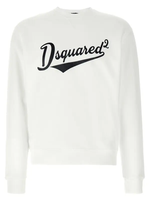 Dsquared2 Cool Fit" Cotton Jersey Sweatshirt With Velvet Logo - White