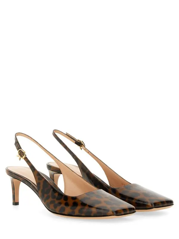 GIANVITO ROSSI Slingback Christina Leopard Print Leather Heels - Multicolor