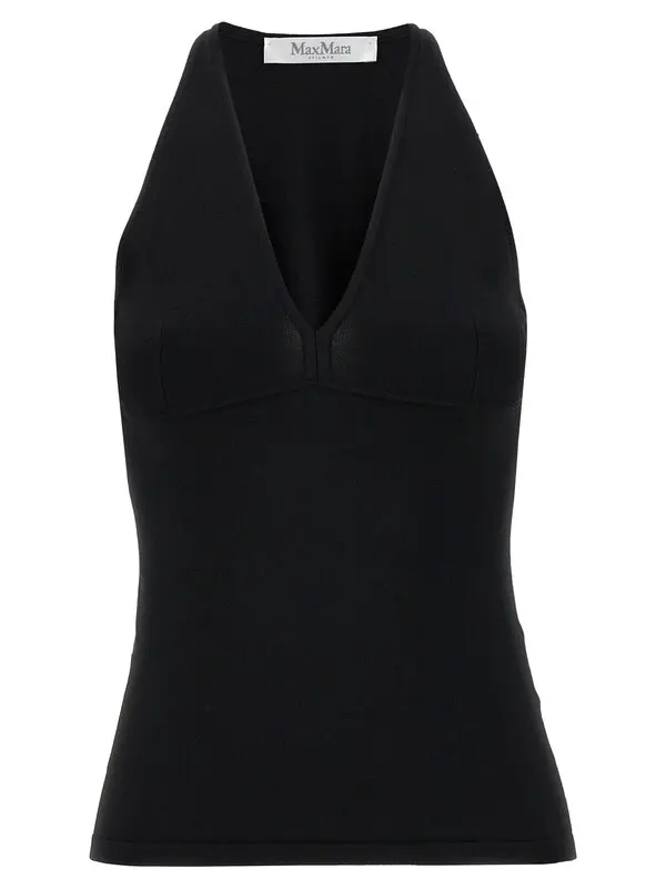 Max Mara V-neck Stretch Viscose Crêpe Top